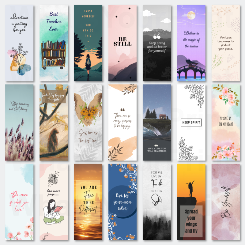 Bookmarks with Motivational Quotes - Set of 12 Bookmarks with 24 ...